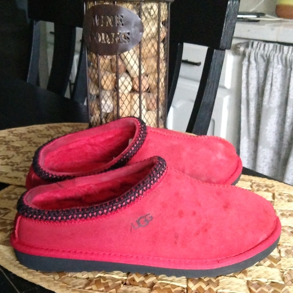 UGG | Shoes | Ugg Tasman Bright Red Suede Slippers Womens | Poshmark